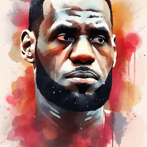 Lebron James Watercolor Color Blast Digital Art Pack | 10 Printable 300 ...