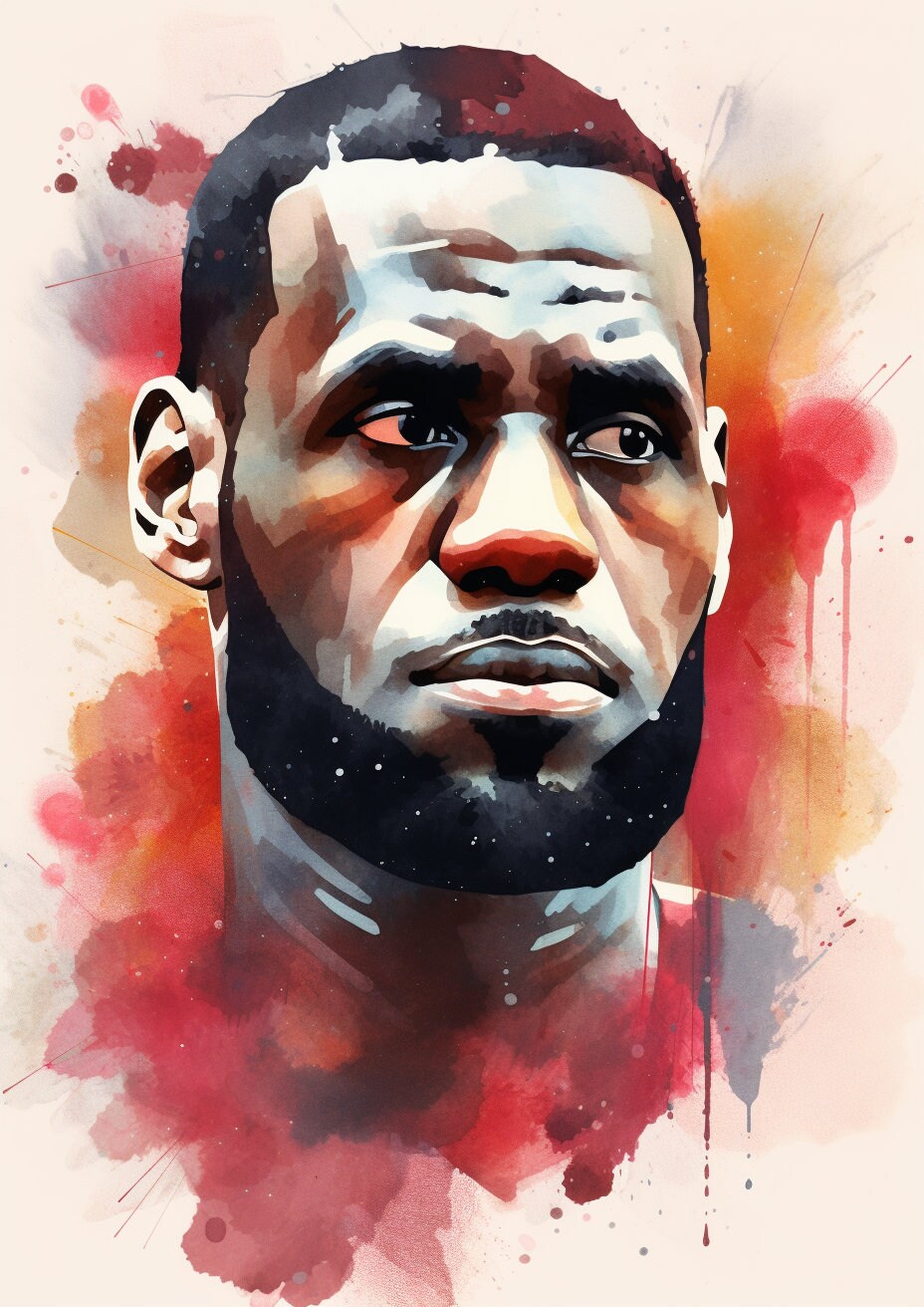 Lebron James Watercolor Color Blast Digital Art Pack | 10 Printable 300 ...