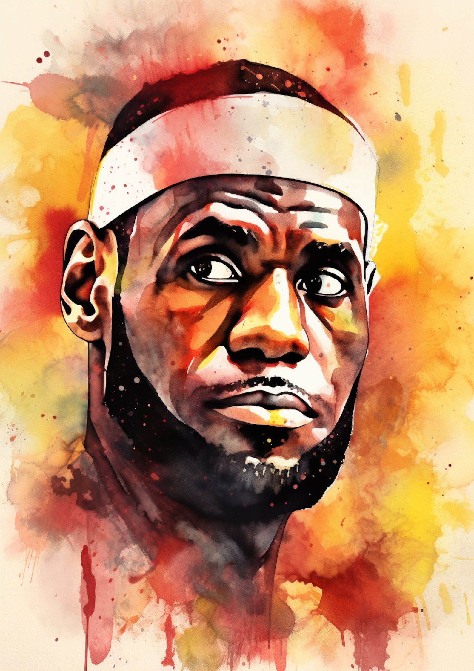 Lebron James Watercolor Color Blast Digital Art Pack | 10 Printable 300 ...