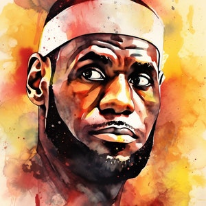 Lebron James Watercolor Color Blast Digital Art Pack | 10 Printable 300 ...