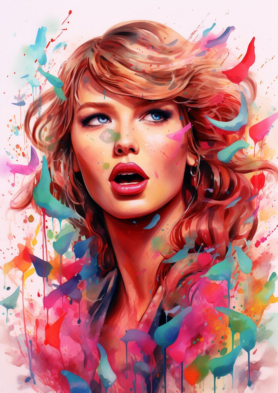 Taylor Swift Color Blast Digital Water Color Art 9 Images PNG File - Etsy