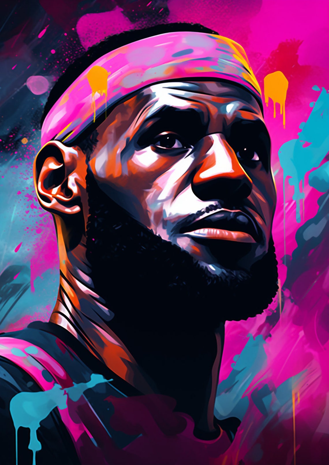 Lebron James Color Blast Retro Water Color Art Digital Art (12) Images ...