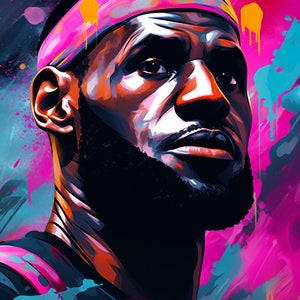 Lebron James Color Blast Retro Water Color Art Digital Art (12) Images ...
