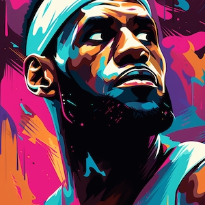 Lebron James Color Blast Retro Water Color Art Digital Art (12) Images ...