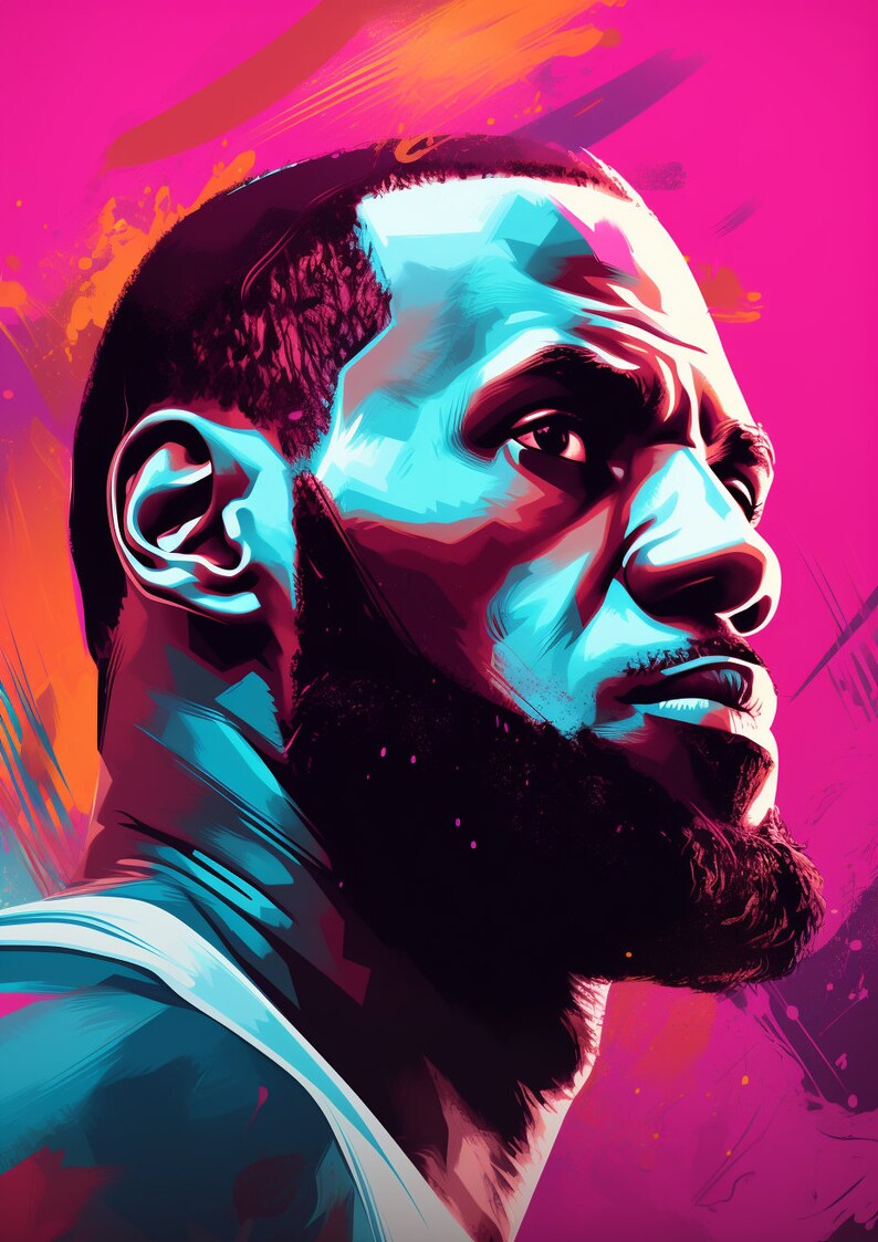 Lebron James Color Blast Retro Water Color Art Digital Art (12) Images ...