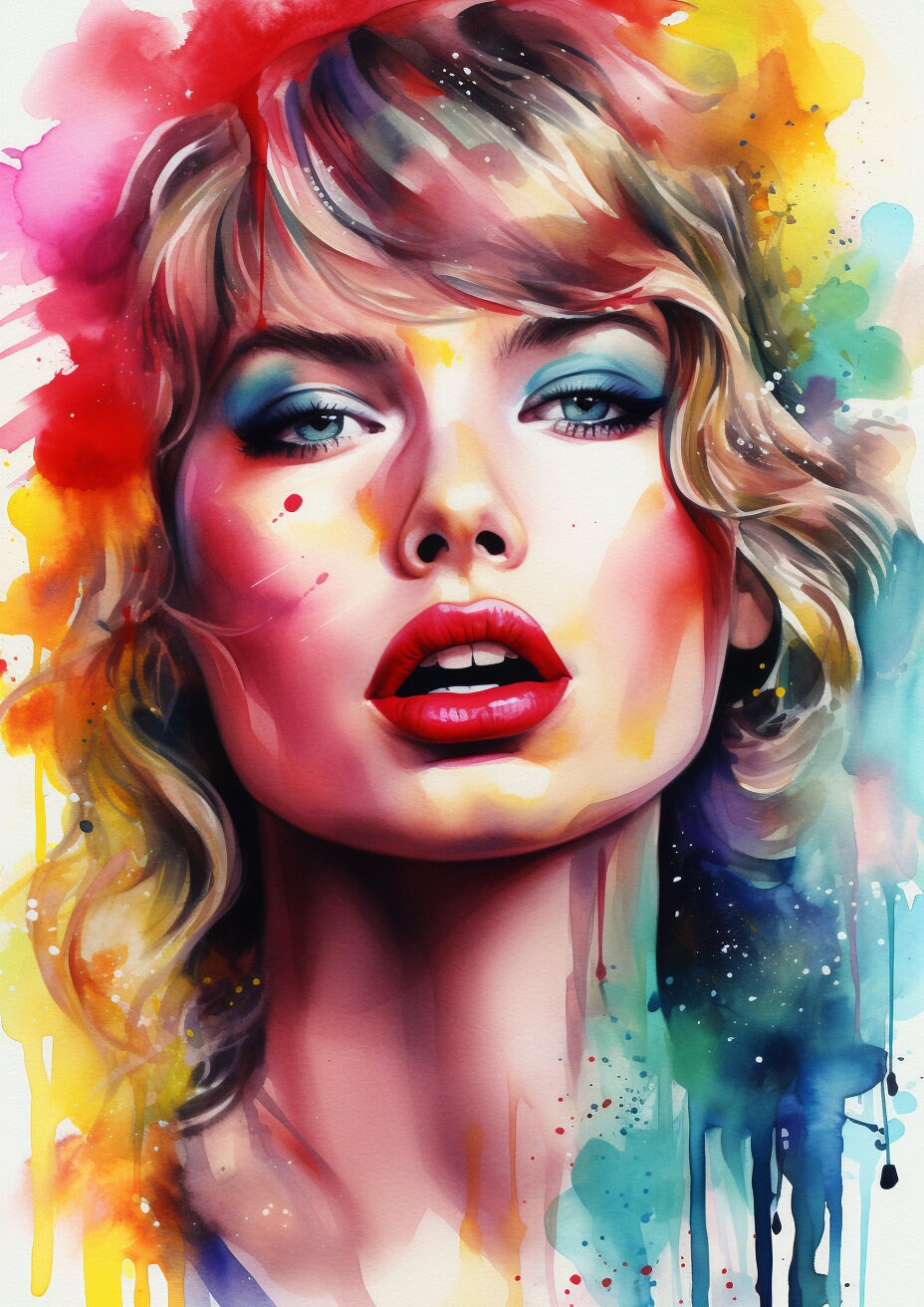 Taylor Swift Color Blast Digital Water Color Art 9 Images PNG File - Etsy
