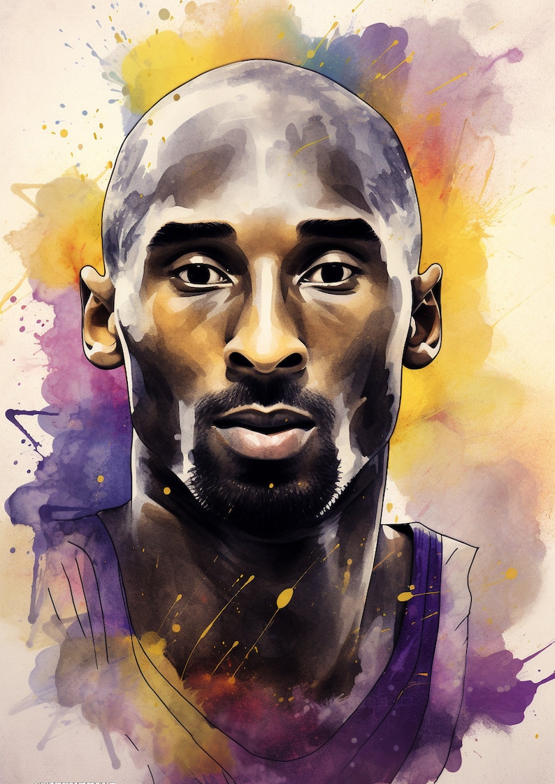 Kobe Bryant Color Blast Water Color Digital Art (10) Images PNG File - Etsy