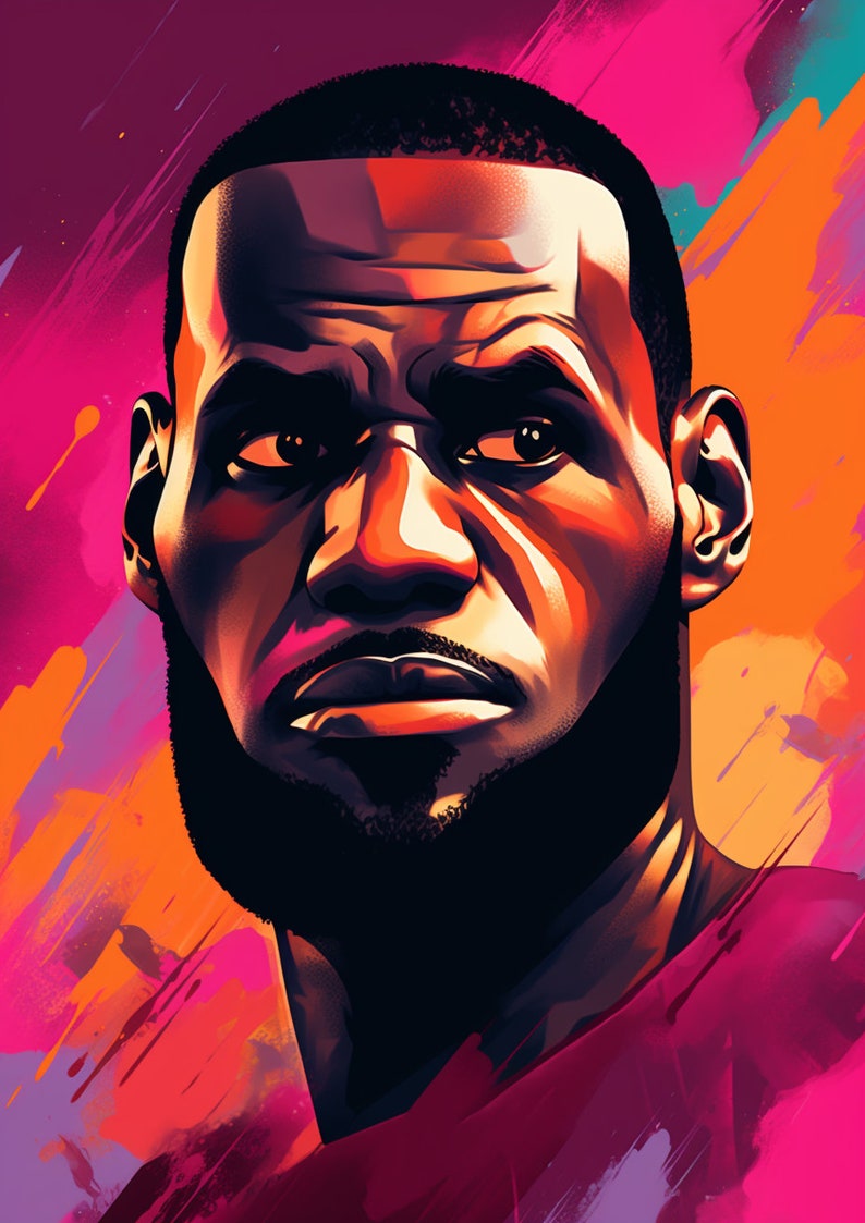 Lebron James Retro Color Blast Basketball Digital Art Bundle | 12 High ...