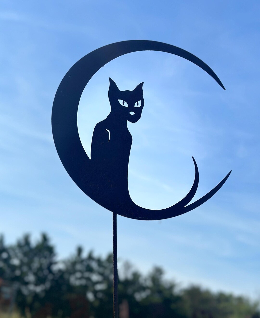 Noble Rust Cat in the Moon 40 X 38 Cm + Rod Garden Stake Garden ...