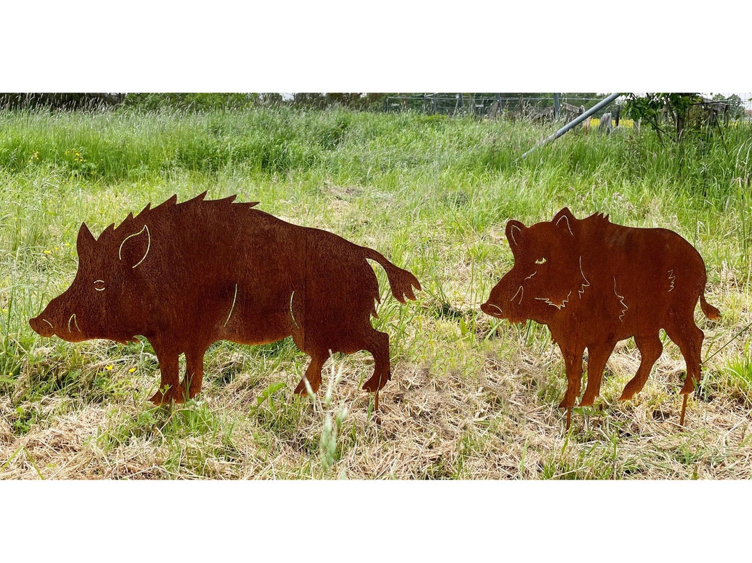 Edelrost Set of 2 Wild Boar 63 X 50 Cm and 90 X 50 Cm for Plugging ...