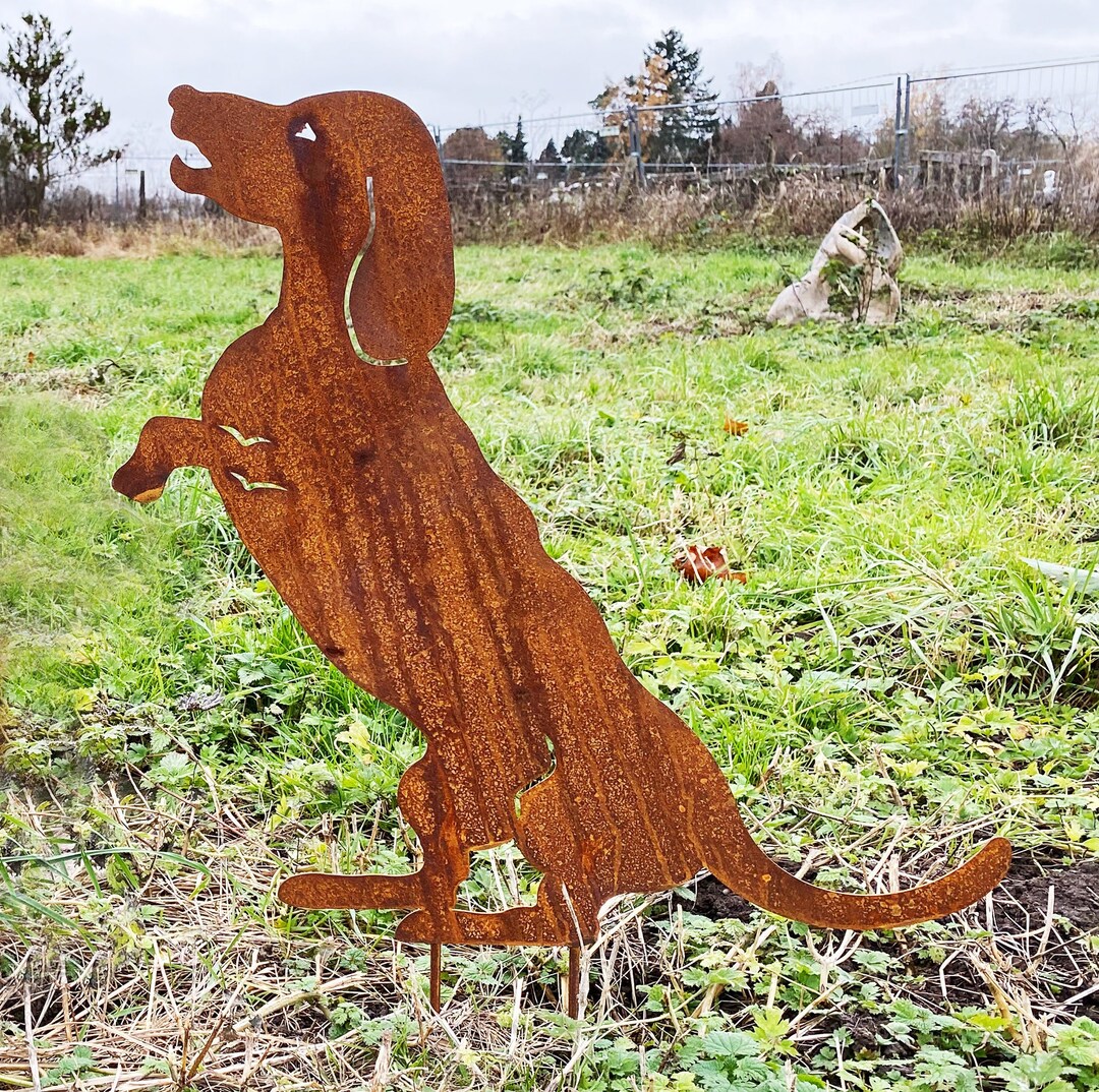 Noble Rust Dog Dachshund Doing a Man 50 X 50 Cm to Stick Garden Stake ...