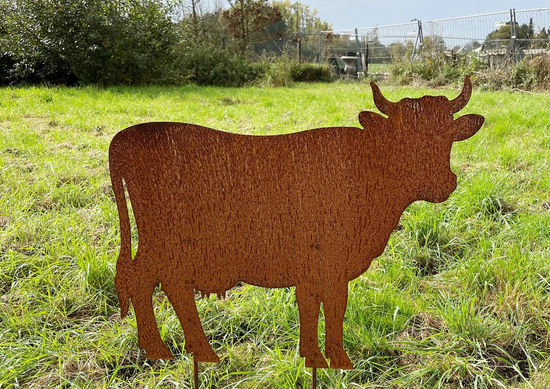 Edelrost Cow XL 80 X 65 Cm for Plugging Garden Stake Garden Decoration ...