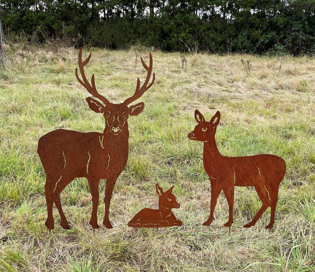 Edelrost Set of 3 Deer Family Deer With Fawn and Deer 117 Cm for ...