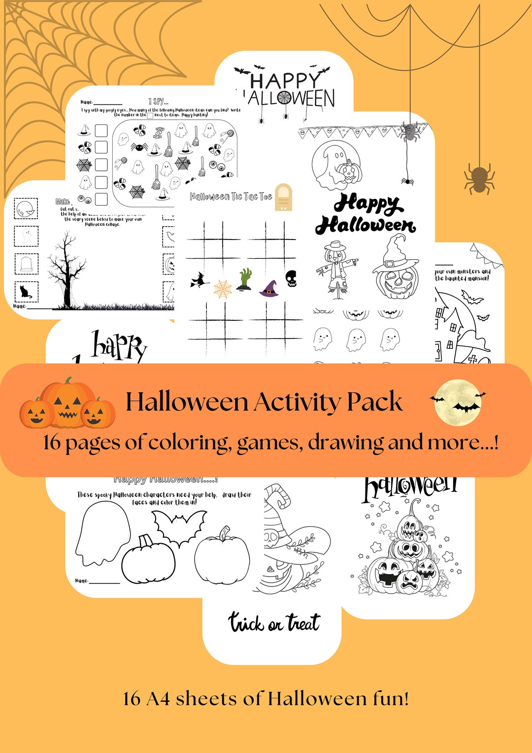 16 Pages of A4 Size Digital Printable Halloween Activity Pack - Etsy