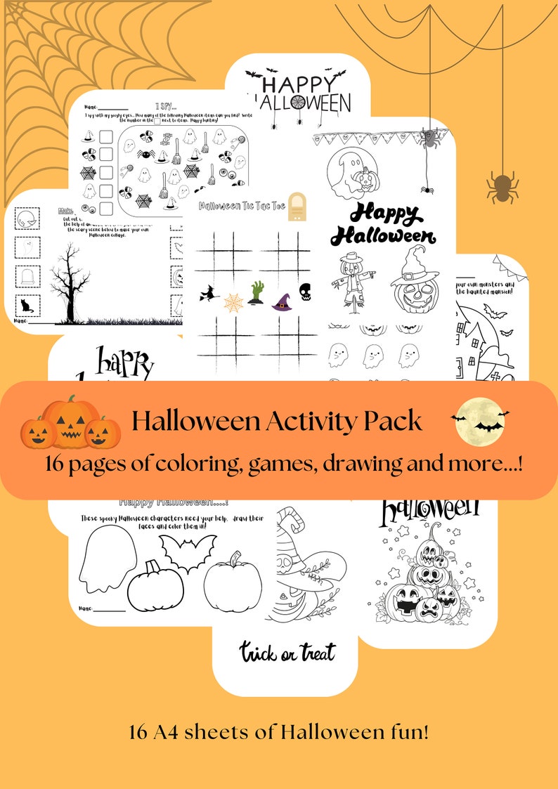 16 Pages of A4 Size Digital Printable Halloween Activity Pack - Etsy