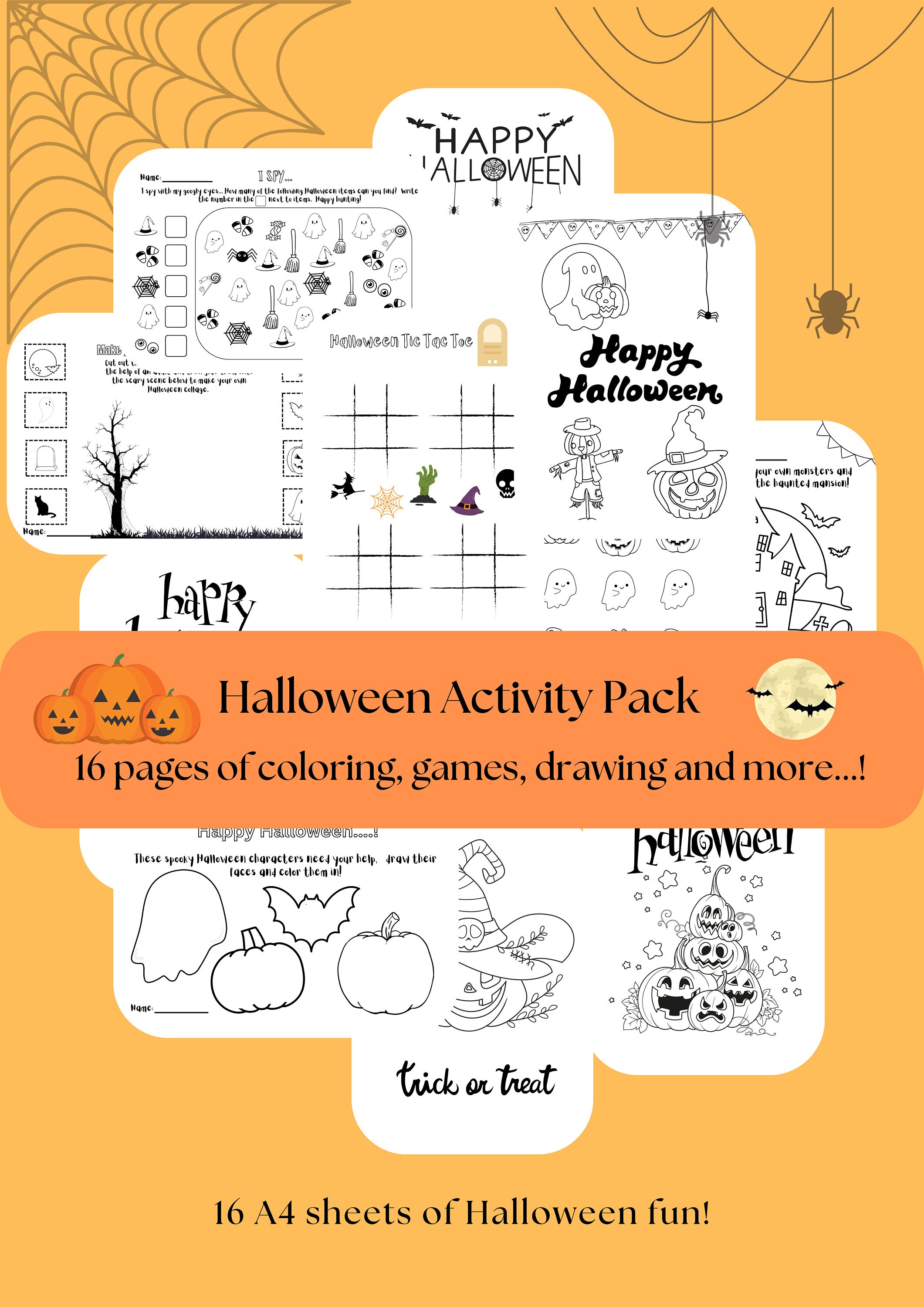 16 Pages of A4 Size Digital Printable Halloween Activity Pack - Etsy