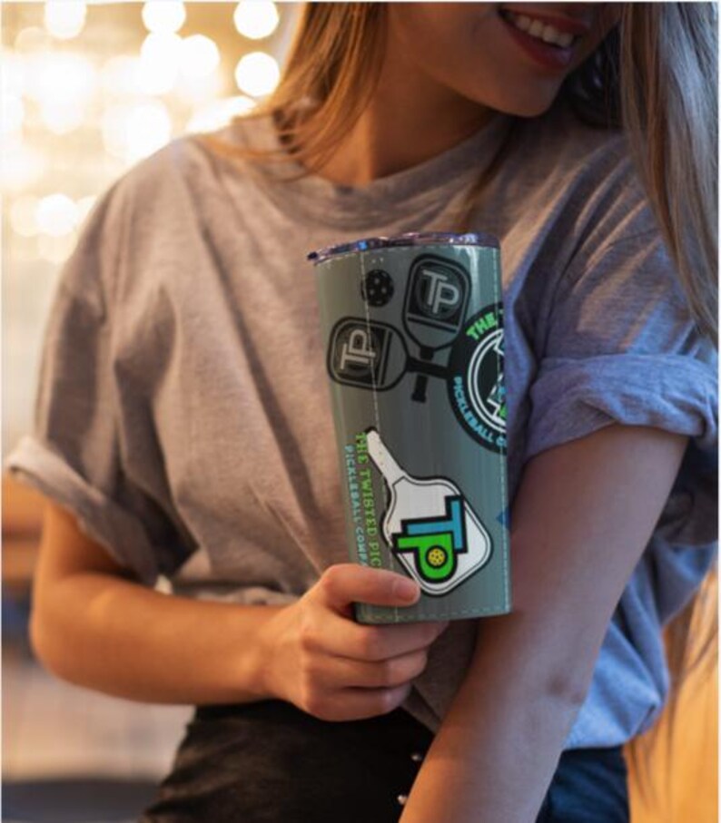 Pickleball Gift Twisted Pickle Sticker Graffiti 20oz Insulated Tumbler ...