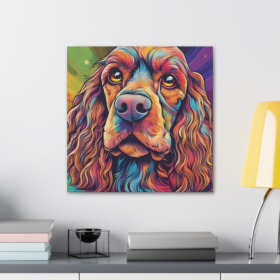 Cocker Spaniel Canvas Gallery-wrap Dog Pop Art Dog Mom Gift Trippy Dog ...
