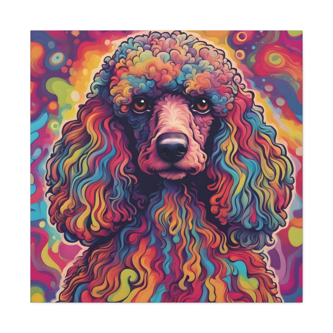 Psychedelic Poodle Canvas Art: Vibrant Trippy Dog Portrait - Etsy