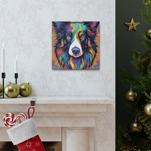 Border Collie Vibrant Canvas Pop Art, Psychedelic Coloring Home Deco ...