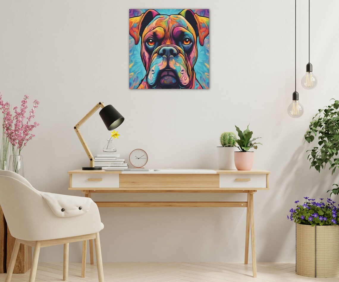 Boxer Canvas Gallery Wrap Dog Pop Art Dog Mom Gift Trippy Dog Art ...
