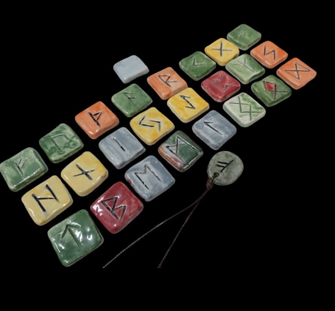 Ceramic Colorful Runes Stone Set - Etsy