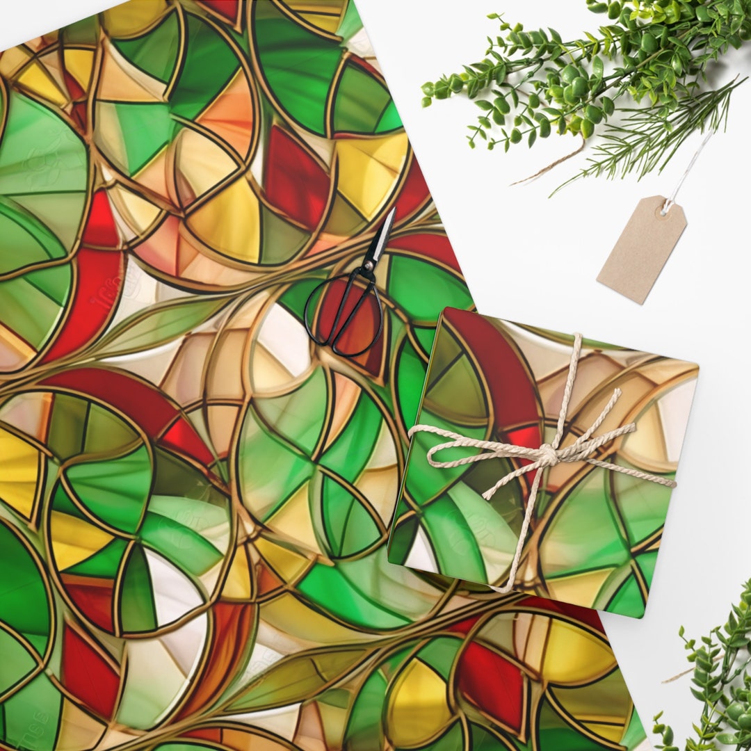 Plaid Wrapping Paper Stained Glass - Etsy