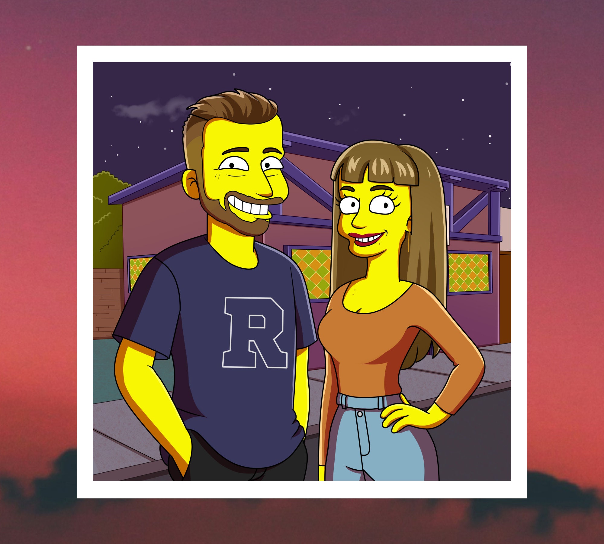 Personalized Simpsons Portrait Custom Caricature Portrait Simpsons Gift ...