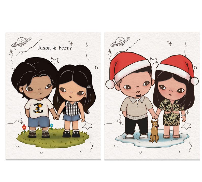 Cute Cartoon Portrait, Custom Hiro Chibi Portrait, Illustration, Family ...