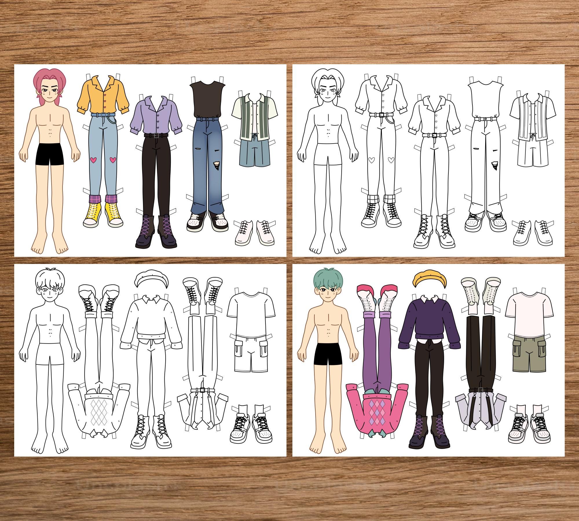 Printable Paper Doll With Clothes K-pop Demon Hunters Dress up Coloring ...