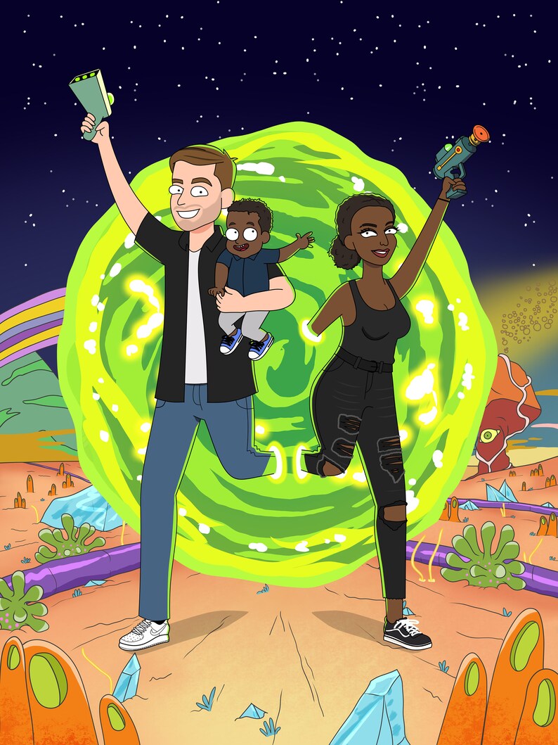Rick and Morty Portrait, Cartoon Portrait, Personalized Gift, Custom ...
