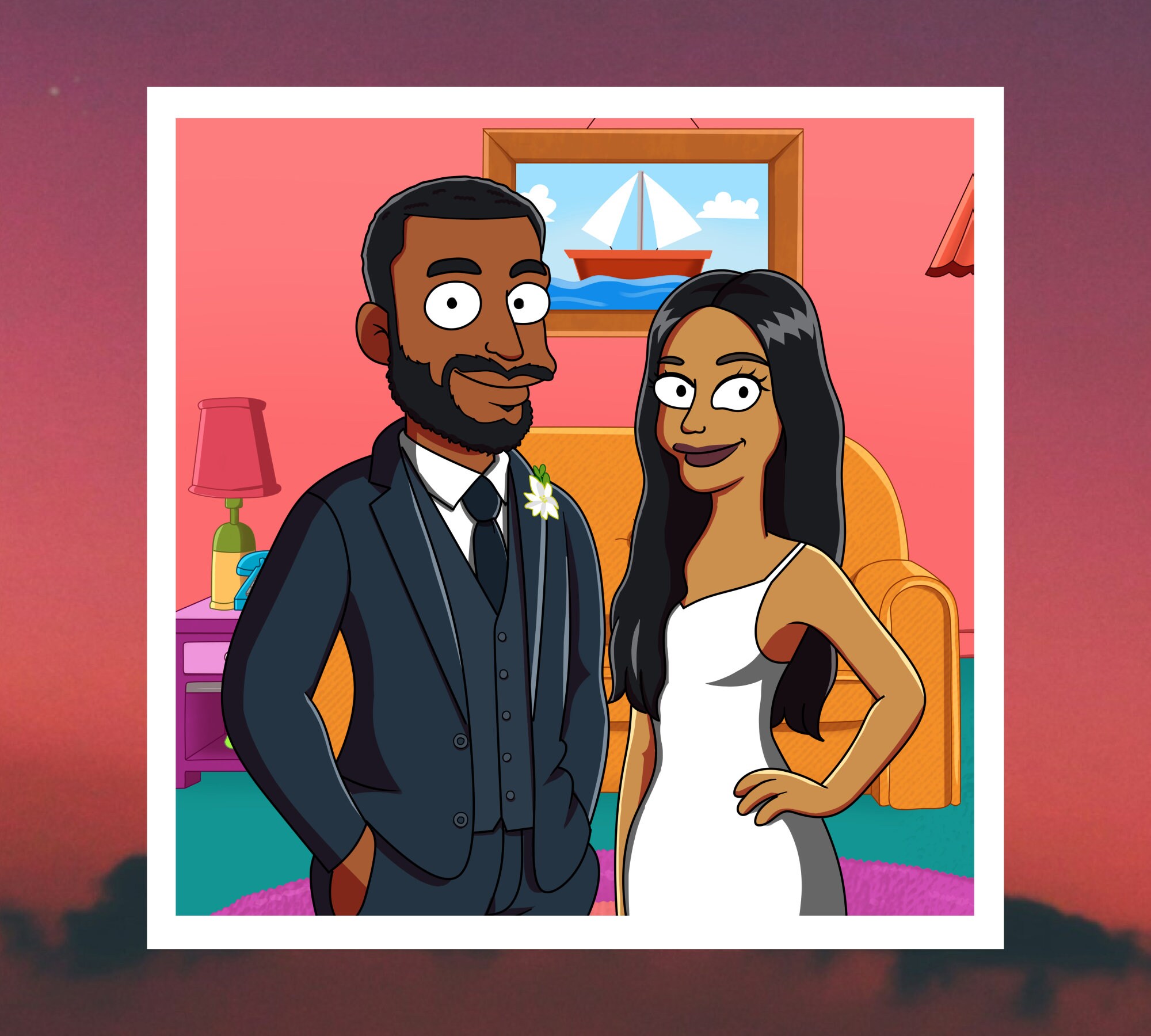 Personalized Simpsons Portrait Custom Caricature Portrait Simpsons Gift ...