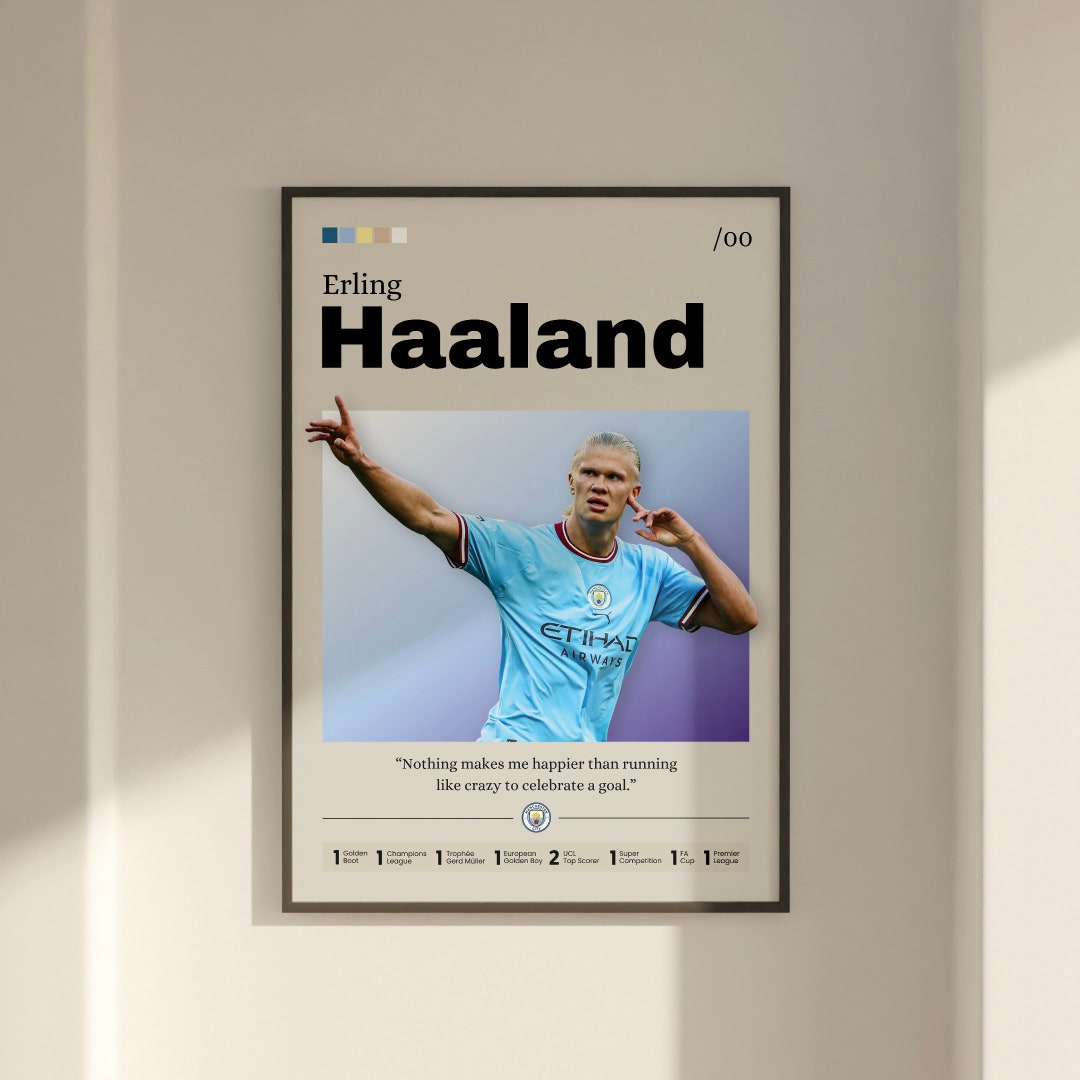 Erling Haaland Poster, Manchester City Haaland Poster, Soccer Poster ...