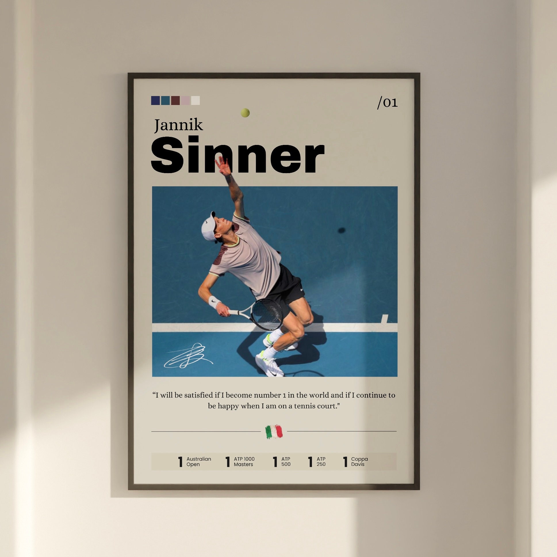Jannik Sinner Poster, Tennis Poster, Tennis Star Wall Art, Home Decor ...