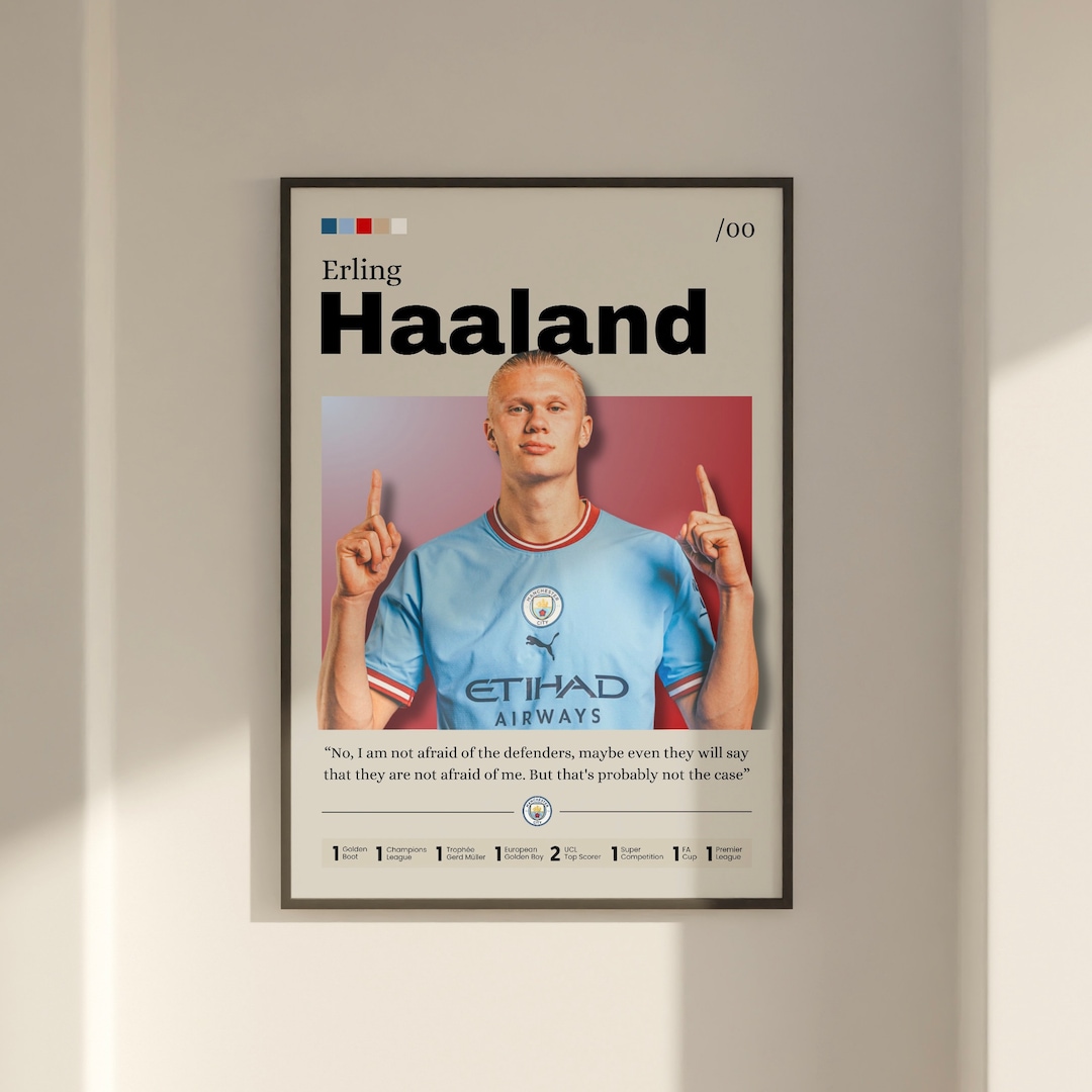 Erling Haaland Poster, Manchester City Haaland Poster, Soccer Poster ...