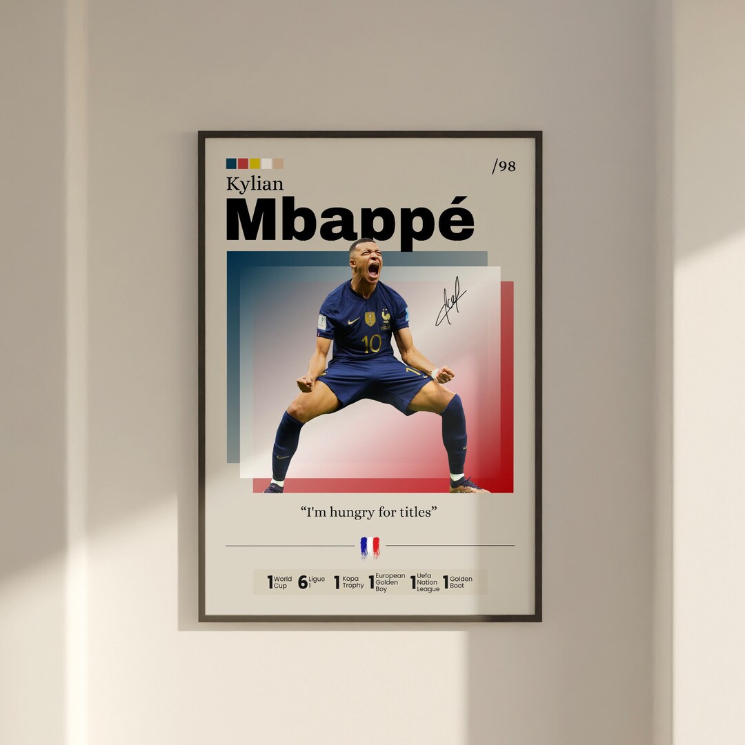 Kylian Mbappé Poster, France Mbappé Poster, Soccer Poster, Mbappé ...