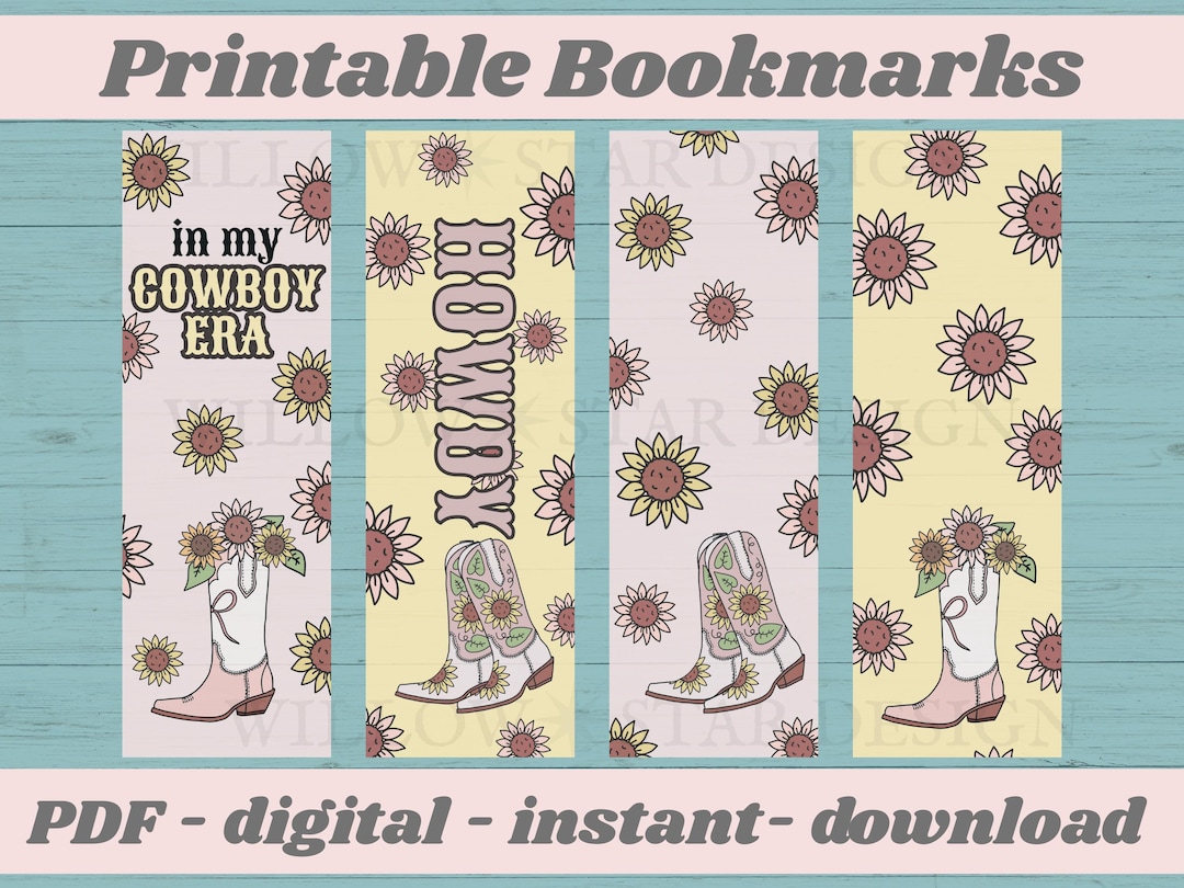 Cowboy Sunflower Printable Bookmarks | Digital Download | Western ...