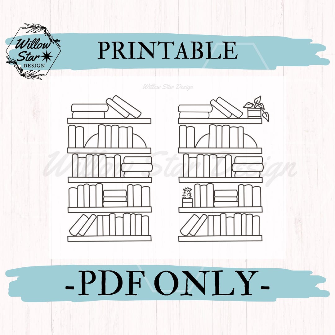 Printable Library Shelf | Reading Journal Tracker | Book Tracker | Hand ...