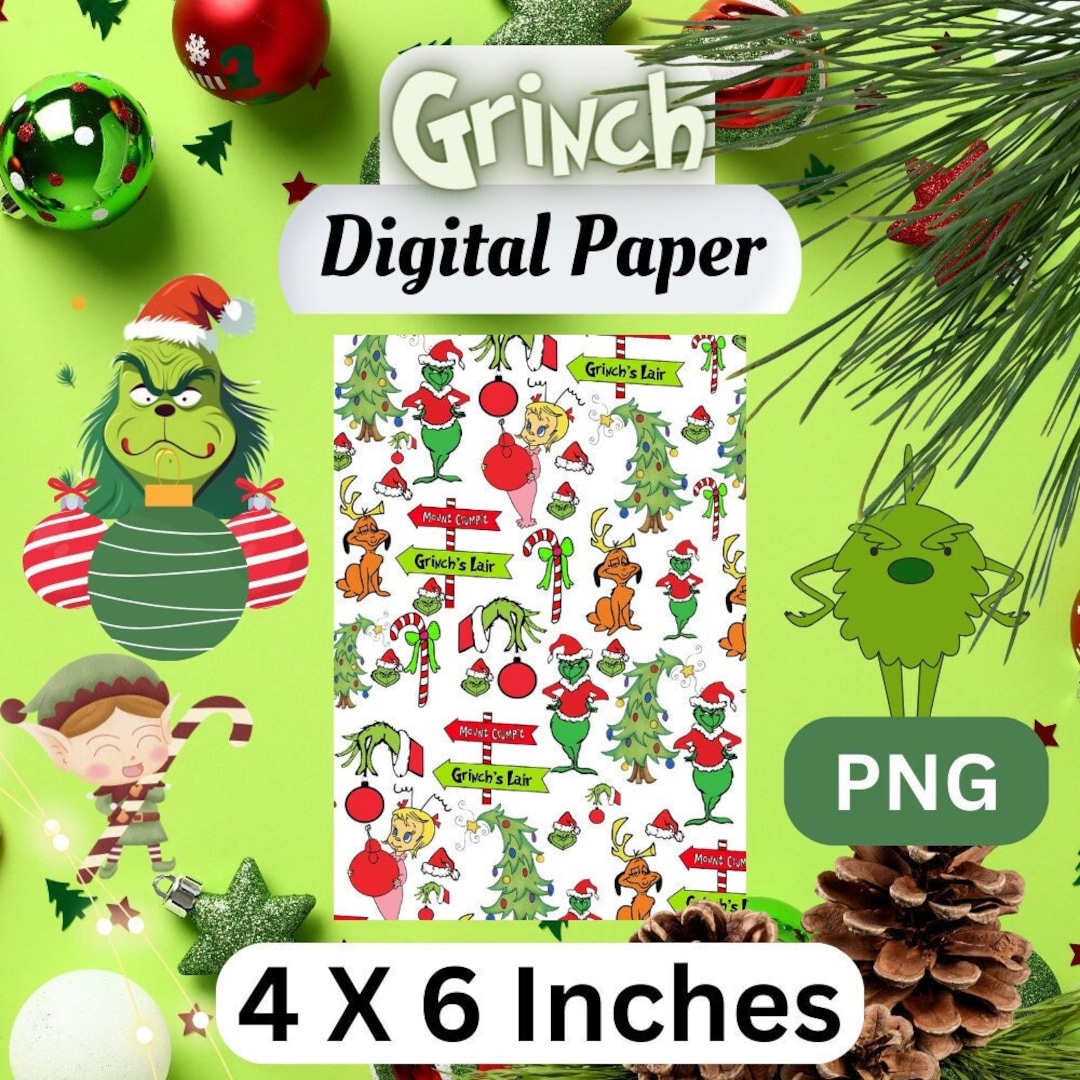 Grinch Digital Paper, Grinch Prints for Cutouts, Christmas Pattern ...