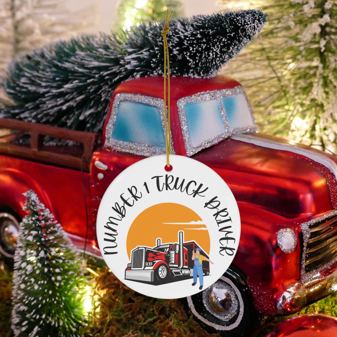 Semi Truck Christmas Ornament Number 1 Truck Driver Ceramic - Etsy