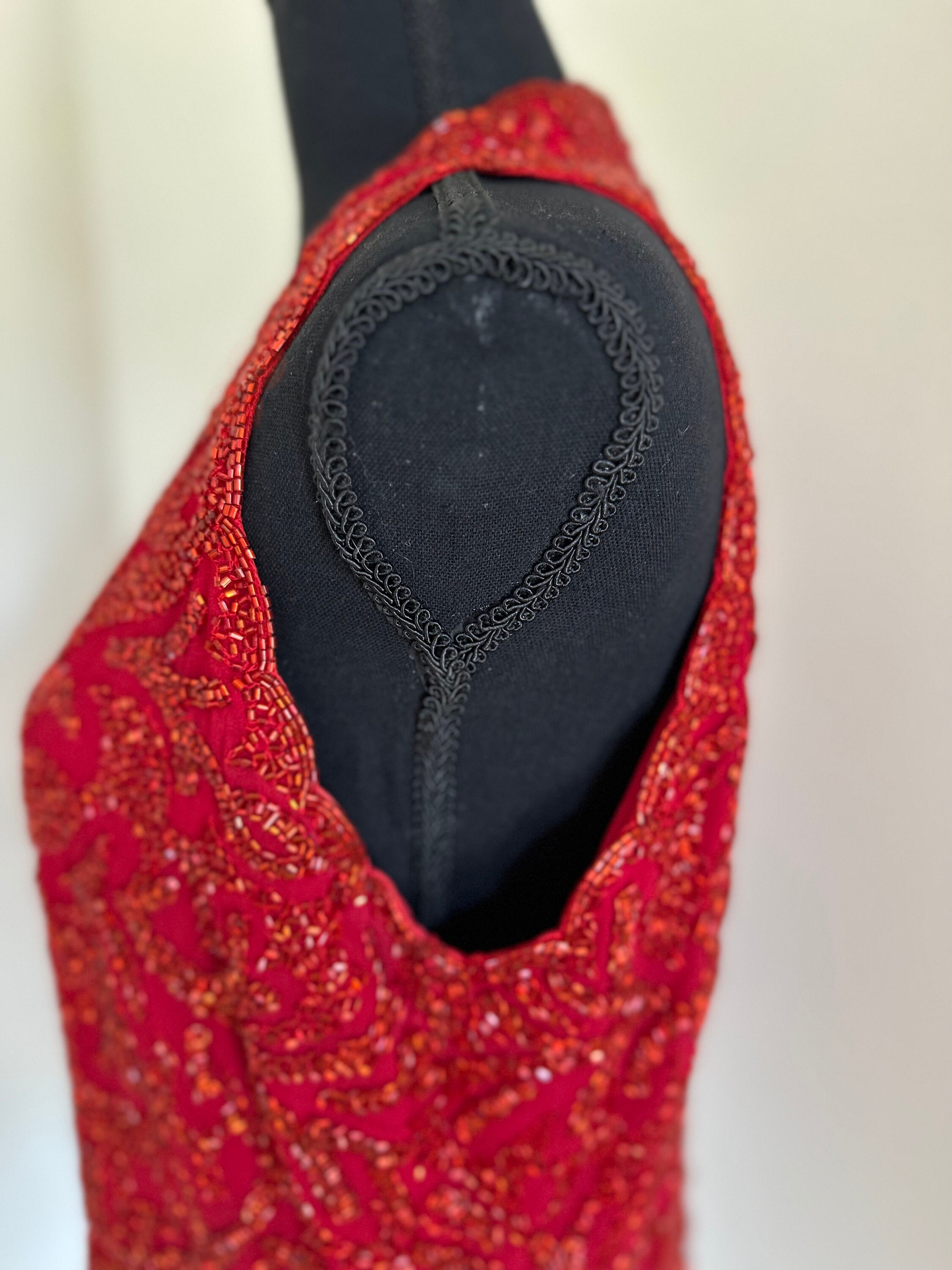 Vintage 1990s Red Beaded Top With Symmetrical Trimmed Petal Edges. - Etsy