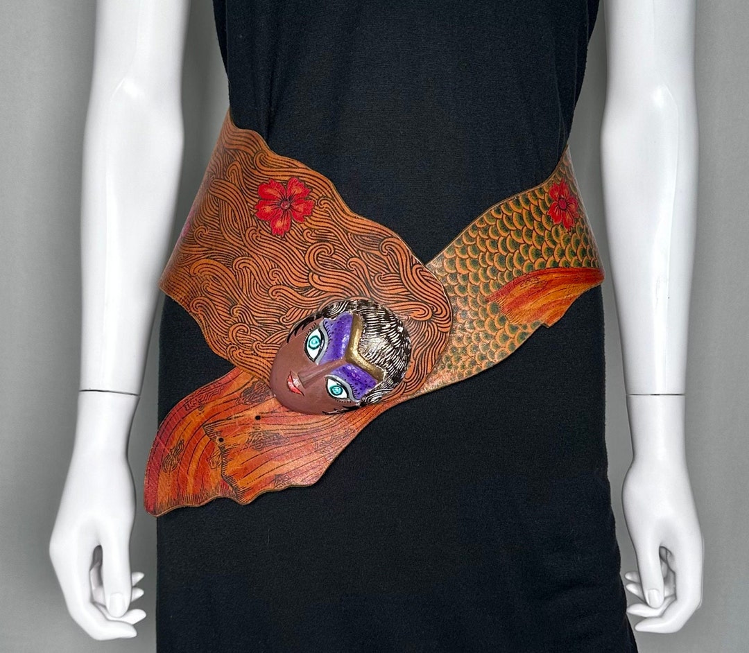 Vintage 2000s Handmade and Hand-painted Balinese Topeng Figure Leather ...