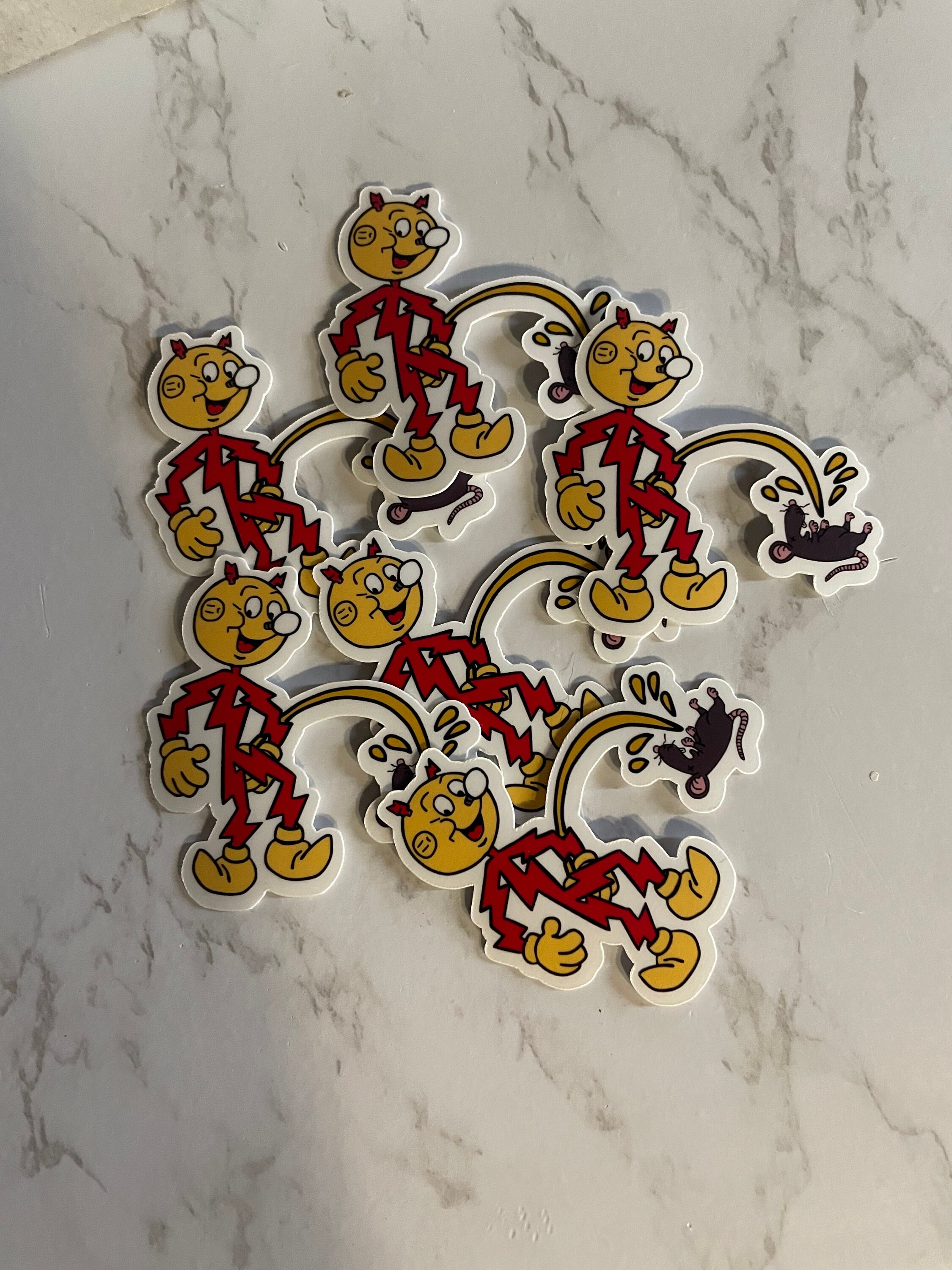Reddy Kilowatt Peeing on Rat, Lineman Sticker, Union Sticker, Blue ...