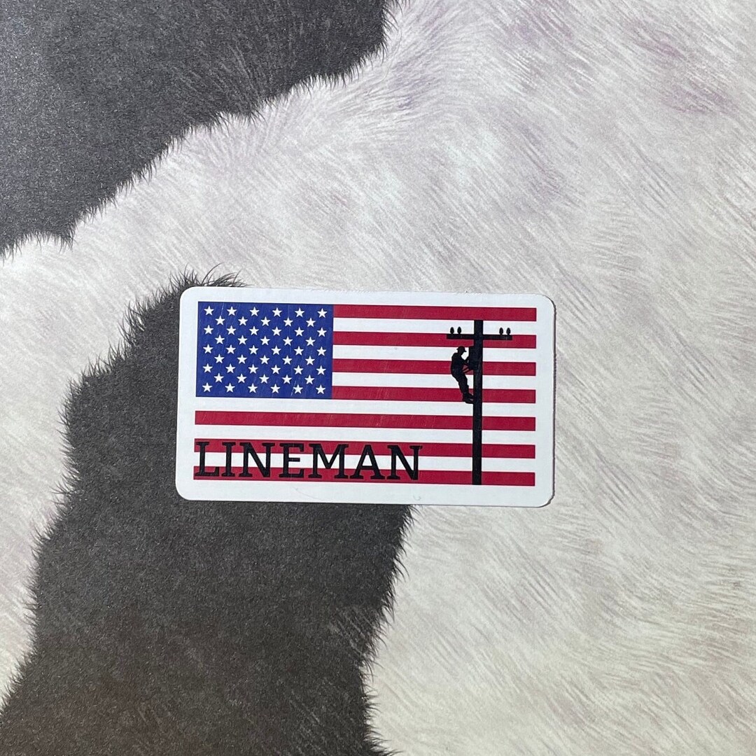 Lineman American Flag Sticker, Hard Hat Decal, Power Lineman Sticker ...