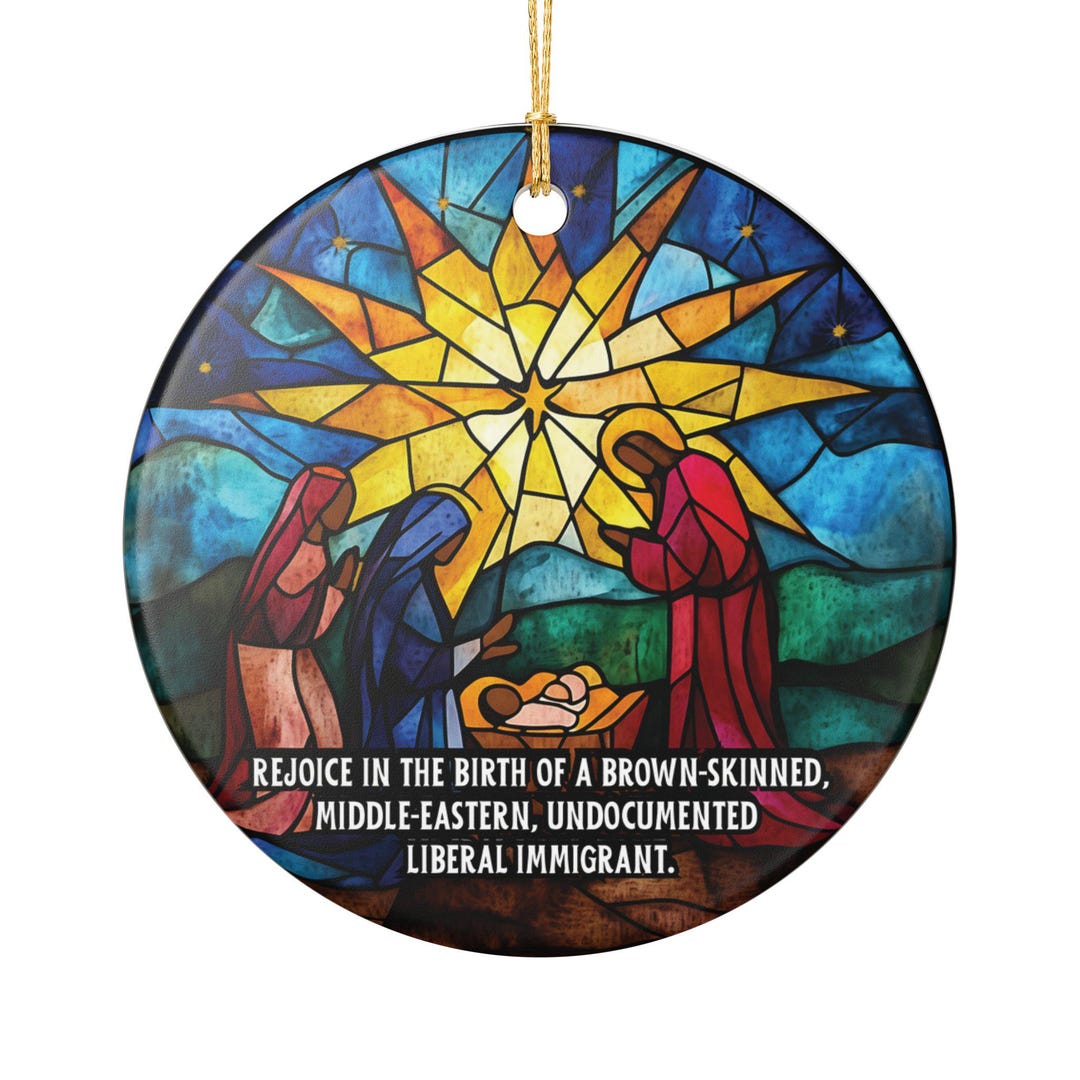 Anti Trump Faux Stained Glass Jesus Ornament Woke Liberal Jesus ...