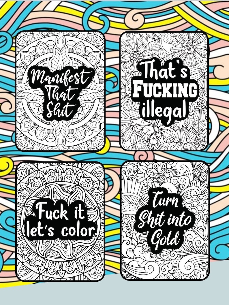 65 Adult Coloring Pages Swear Words PDF Download - Etsy
