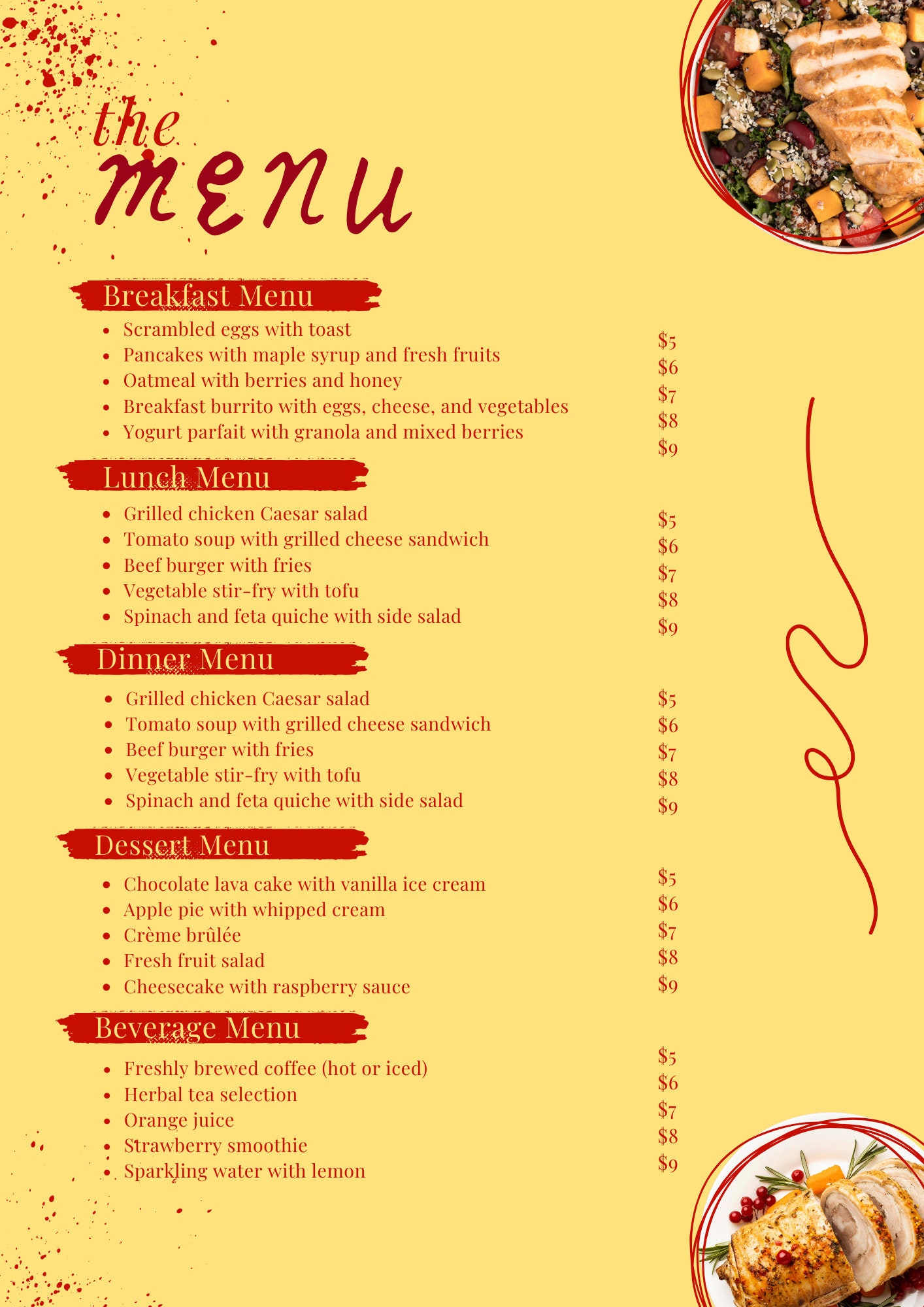 14 Bundle Sample Food Menu - Etsy