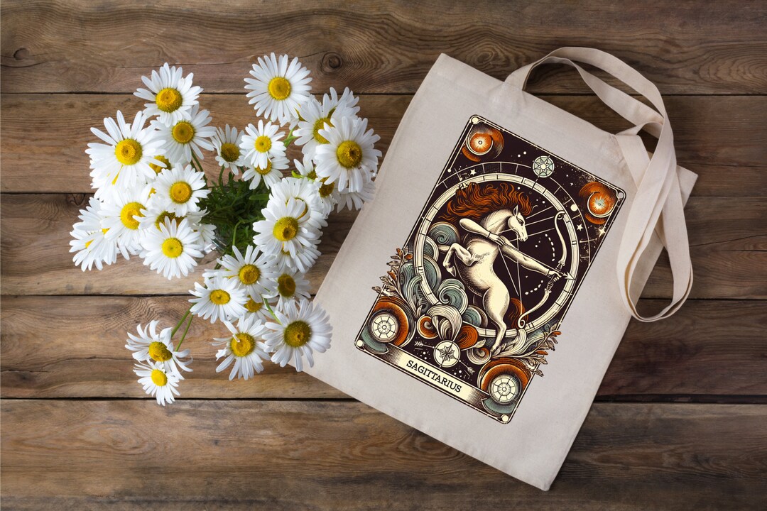 SAGITTARIUS Zodiac Sign Tote Bag, Zodiac Horoscope, Aesthetic Tote Bag ...