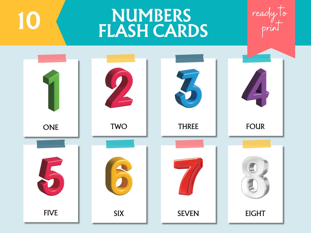 10 Numbers Flash Cards- Counting Adventures, Preschool Counting ...