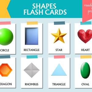 12 Shapes Educational Flashcards for Kids, Digital Download, Enchanting ...